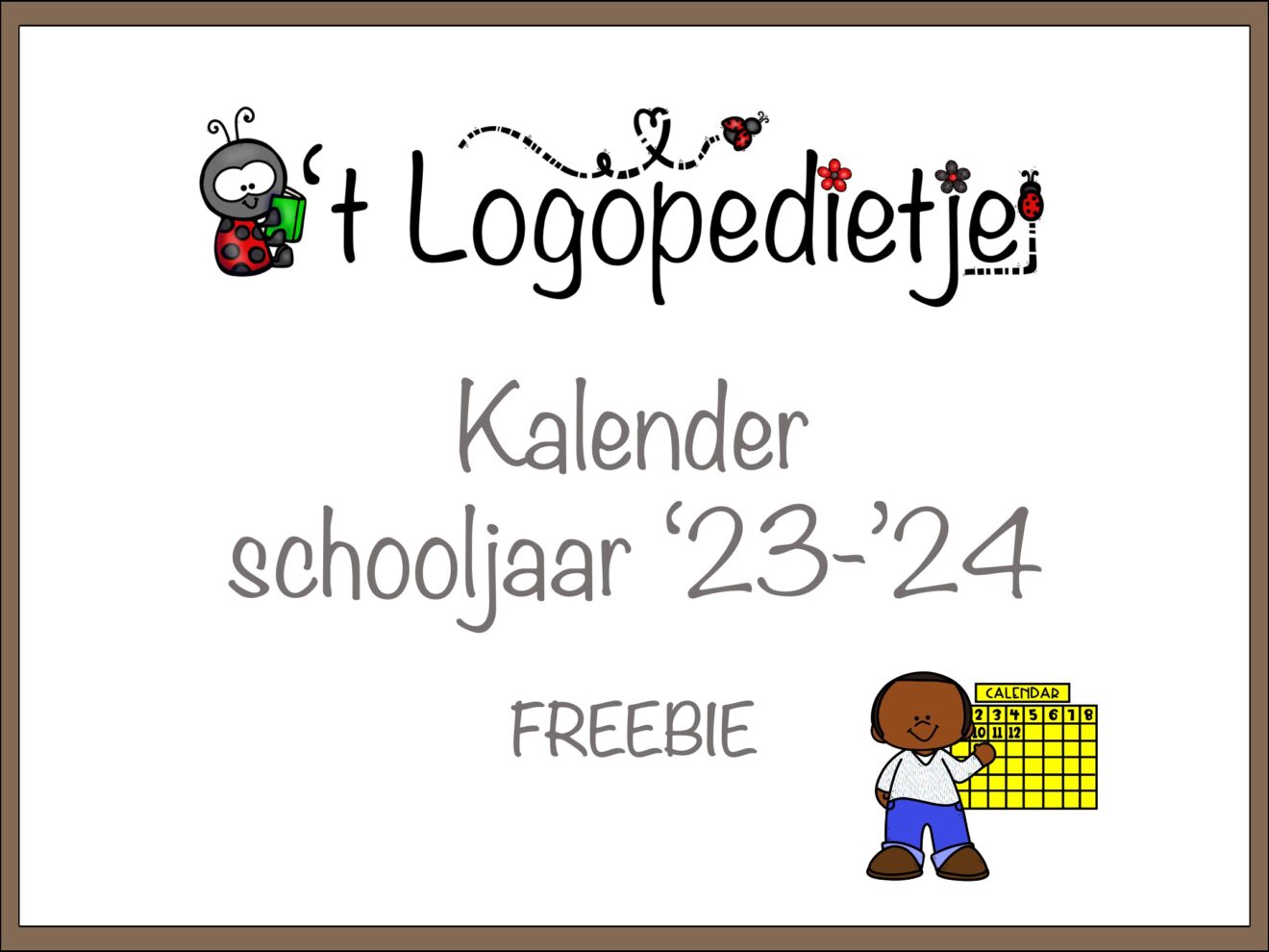 Freebie: Kalender schooljaar 23-24 - 't Logopedietje
